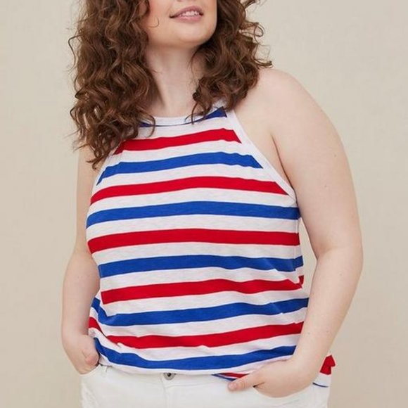torrid | Tops | Torrid Tank Top 3x Red White Blue Usa Stripes High Neck ...